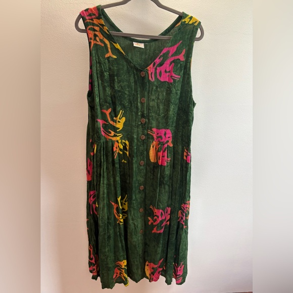 Pineapple Moon | Dresses | Pineapple Moon Green Batik Turtle Midi Dress ...